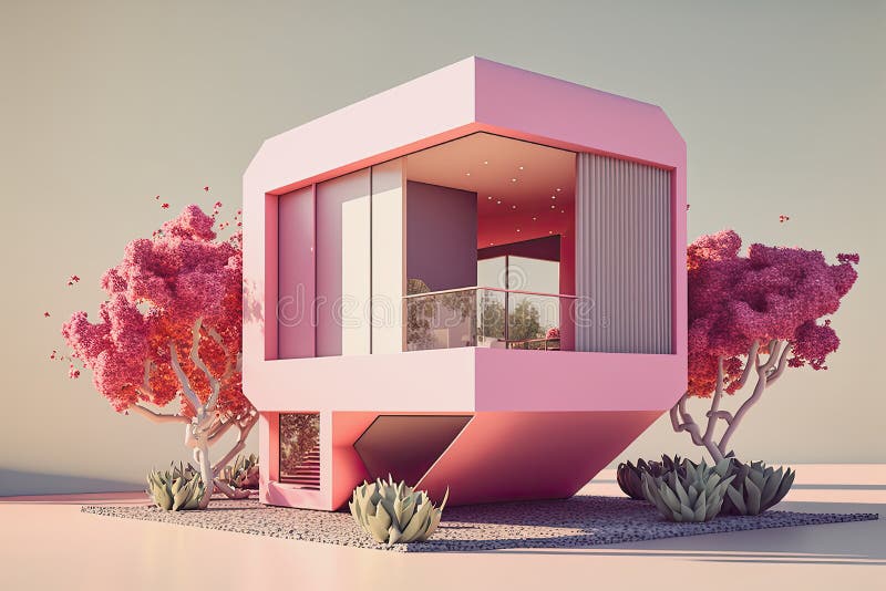 Pink Modern Tiny House Model, Ai Generated Illustration Stock ...