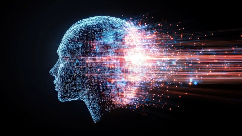 AI Mind Digital Brain Data Stream Futuristic Technology Abstract Head ...