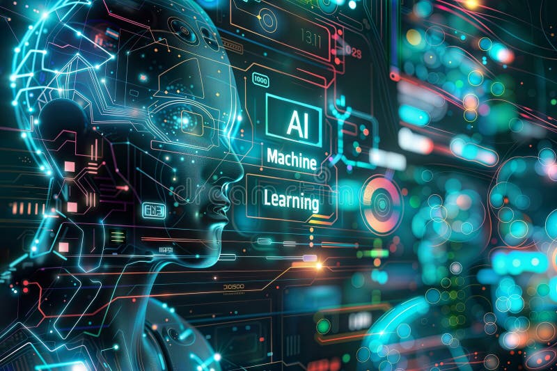 Complex AI Network with Data Flow Visualization, Generative Ai Stock ...