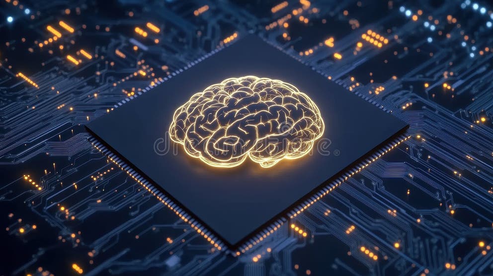 AI Mind Neural Circuitry and Human Brain Illustration in Techscape ...