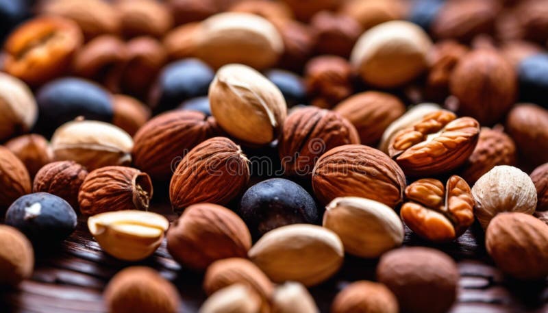 A Mixture of Assorted Nuts and Berries. Stock Illustration ...