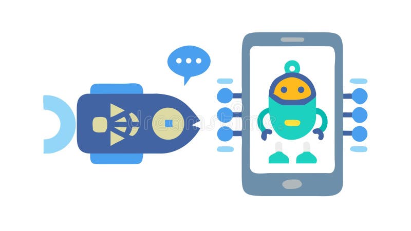 AI Mobile Assistant, Smart Tech Helper, Vector Design Generative AI ...