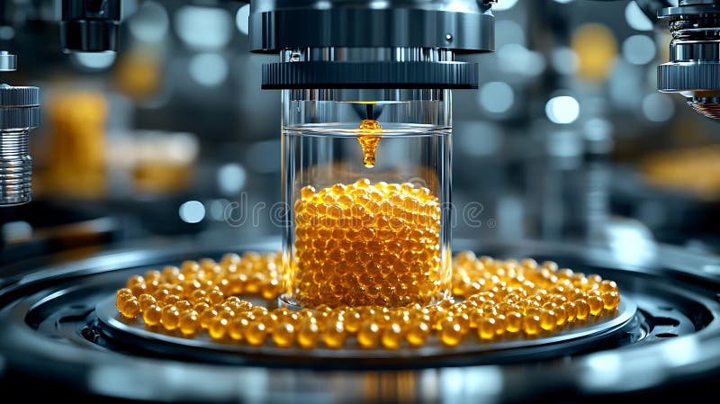 AI Monitored Bioreactor Process with Golden Spheres Stock Illustration ...