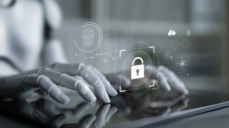 AI Monitoring Biometric Authentication and Security System Latch Stock Illustration ...