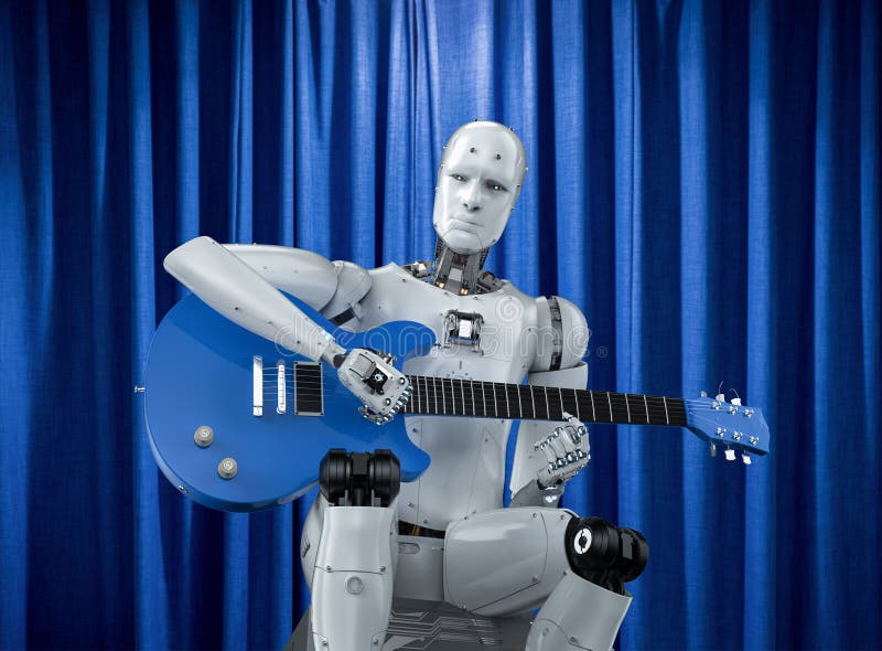 Ai Music Composer or Generator with Robot Play Guitar Stock ...