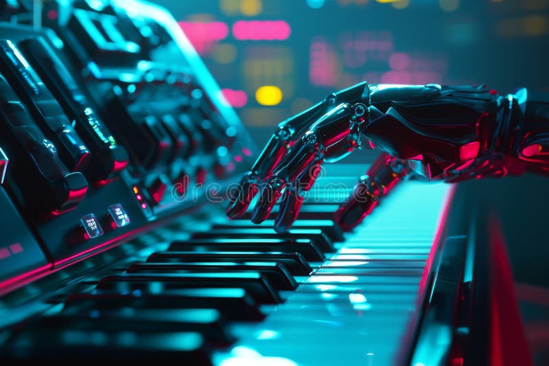 AI Music Composer with Robot Playing Piano Stock Photo - Image of ...