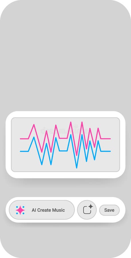 AI Music Creator Mobile App Interface with Visual Sound Waves Stock ...