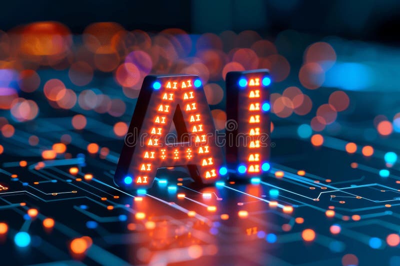 AI Neon Lights in a Digital Environment, Representing Advanced ...
