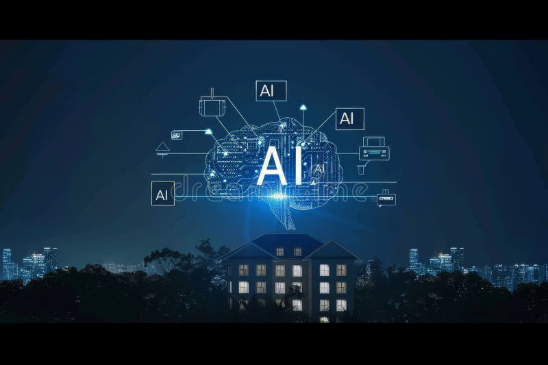 AI Network Graphic on a Dark Background, Symbolizing the ...