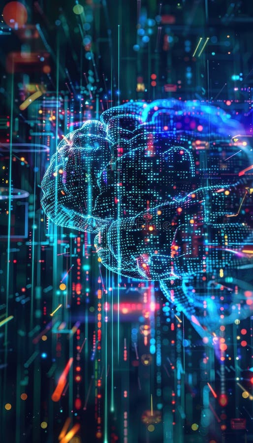 Ai Neural Analysis Digital Patterns And Binary Code Brain Representation Stock Image Image Of