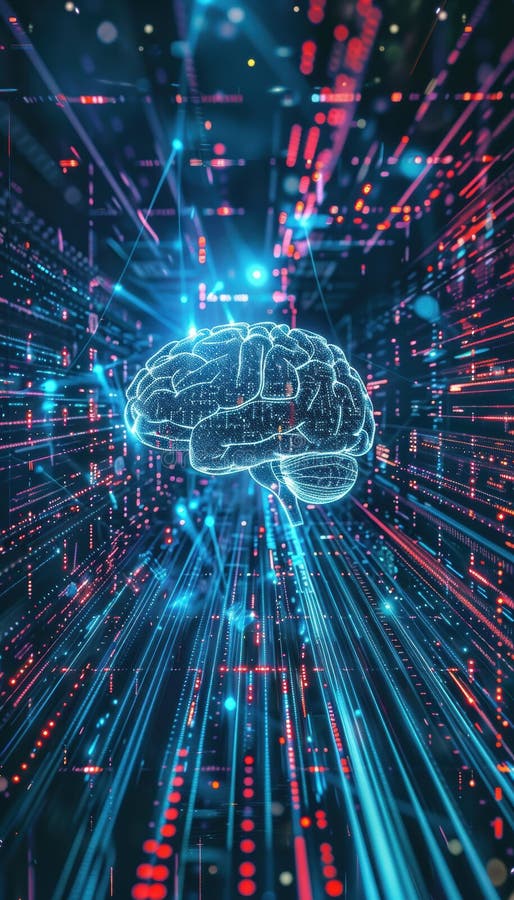 Ai Neural Analysis Digital Patterns And Binary Code Brain Representation Stock Image Image Of