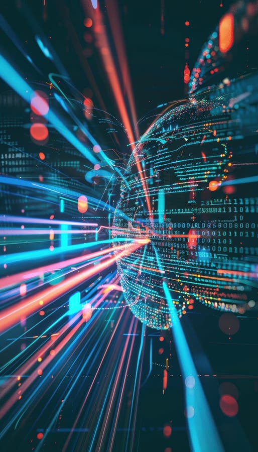 AI Neural Analysis: Digital Patterns and Binary Code Brain Representation Stock Photo - Image of ...