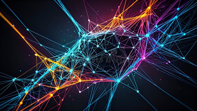 "Futuristic AI Neural Network Background Abstract Digital Data Connection, Glowing Tech Web ...
