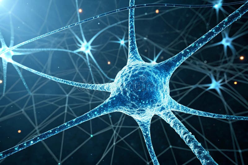 AI Neural Network: Glowing Synapse and Artificial Neuron Concept Stock ...