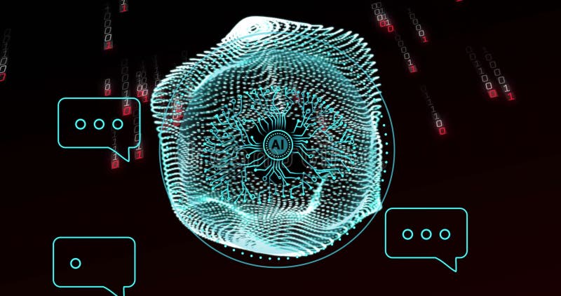 AI Neural Network Image Over Binary Code and Digital Communication ...