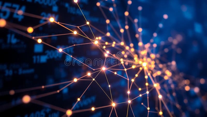 Ai Neural Network Visualization With Interconnect Background Image Stock Illustration