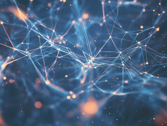 AI Neural Network Visualization, Web of Glowing Lines and Dots ...