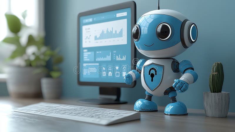 AI Online Defender. a 3D Render Illustration Featuring an Internet ...