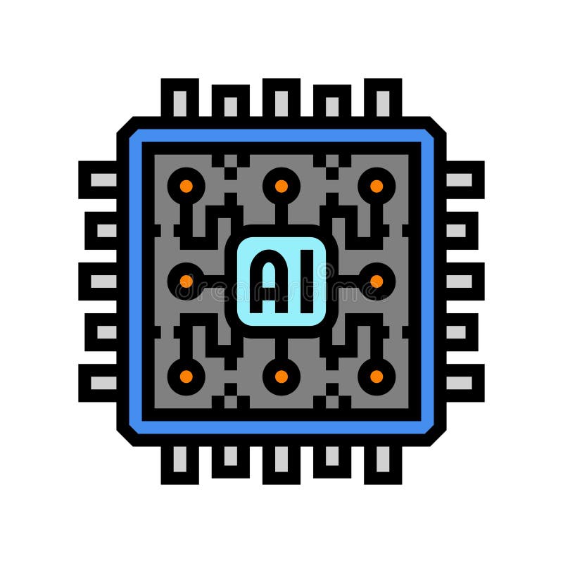 Ai Optimization Chip Data Center Color Icon Vector Illustration Stock ...