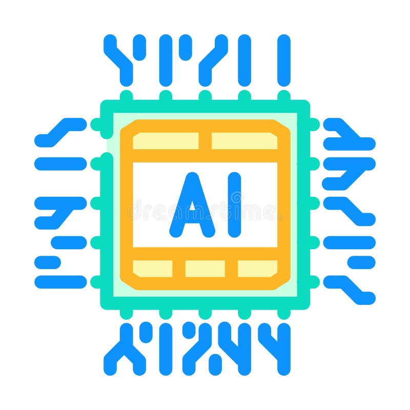 Ai Optimization Chip Data Center Color Icon Vector Illustration Stock ...