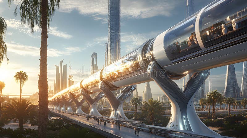 AI-Optimized Hyperloop Transport Systems a Futuristic. Stock ...