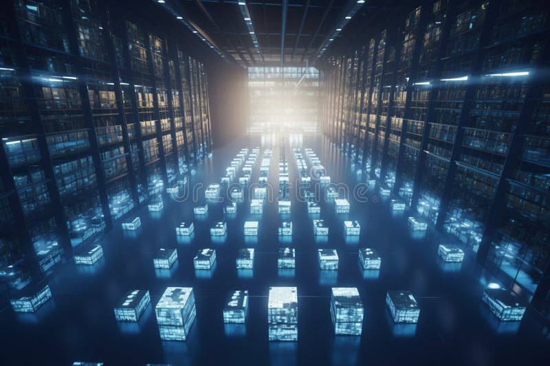 AI-optimized Warehouse: Illustration of an Intelligent, Self-Organizing ...