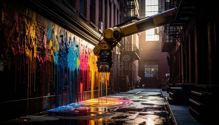 AI Painter Algorithmic Canvas . Artificial Intelligence Concept ...