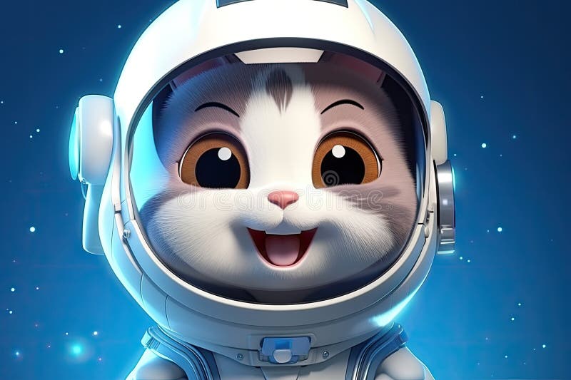 Paws for Space: 3D-Generated Cat with Astronaut Ambitions on a Vibrant ...