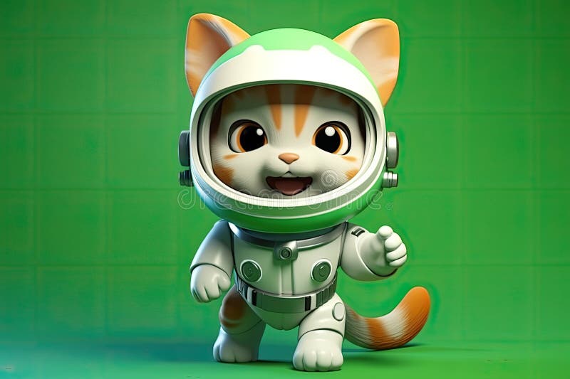 Paws for Space: 3D-Generated Cat with Astronaut Ambitions on a Vibrant ...