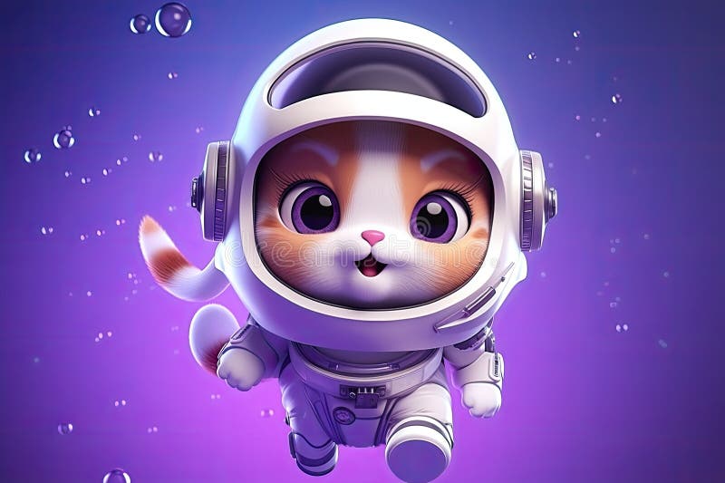 Paws for Space: 3D-Generated Cat with Astronaut Ambitions on a Vibrant ...