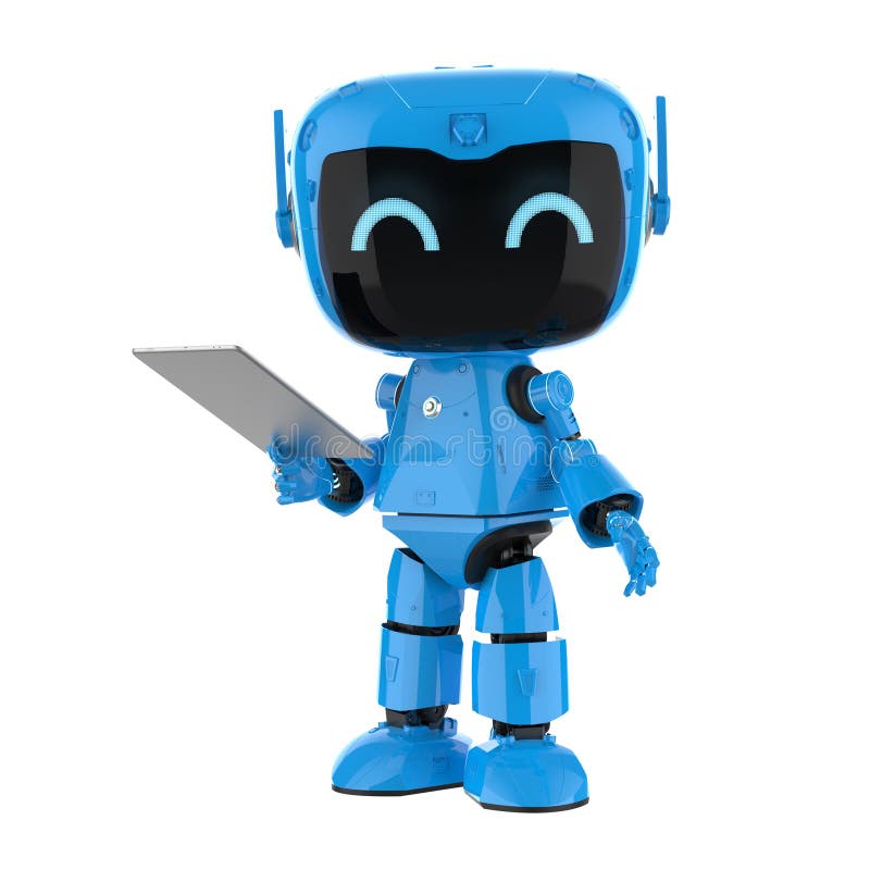 Ai Personal Assistant Robot with Digital Tablet Stock Illustration ...