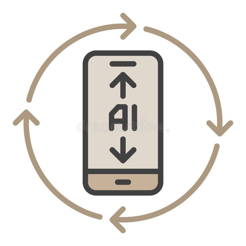 AI Phone with Arrows Vector Artificial Intelligence Colored Icon or ...