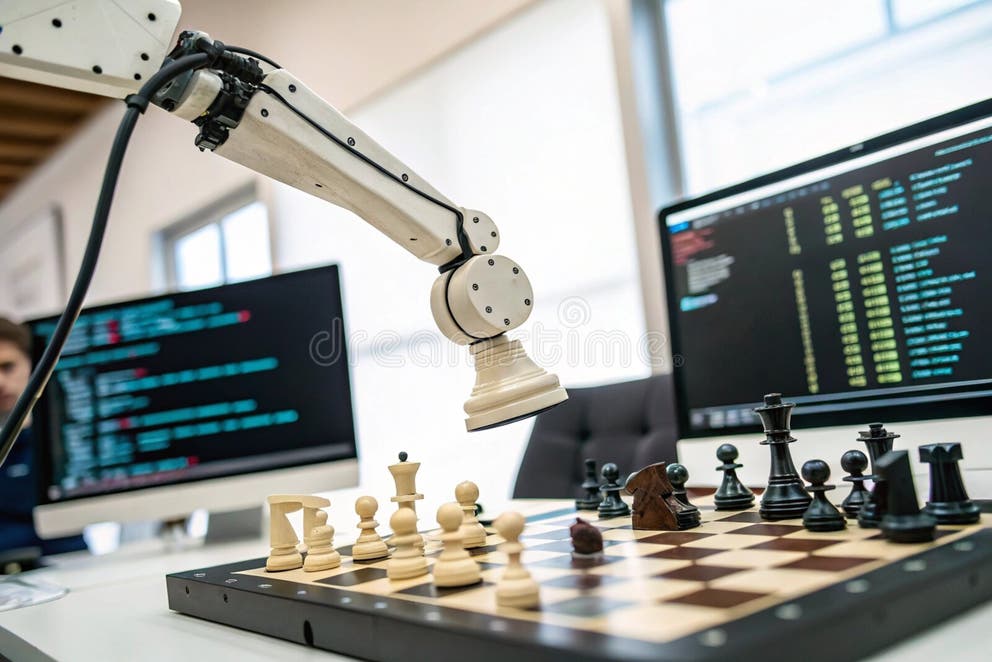 AI Playing Chess: Concept of Machine Intelligence in Action Stock ...