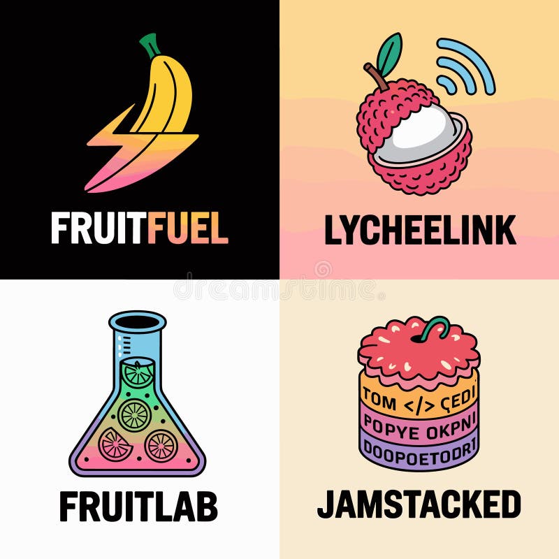 AI Podcast and Tech Branding Fruit Logos with Dynamic and Creative ...