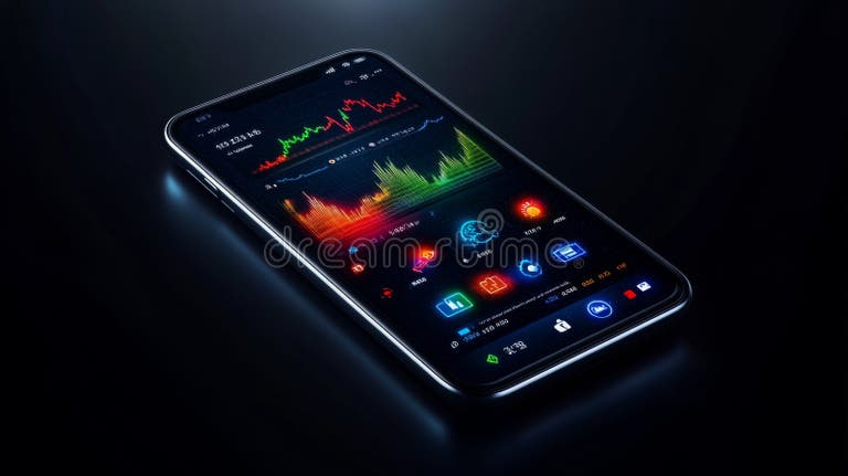 AI-powered App Interface with Predictive Analytics and Vibrant Visualizations in 4K Resolution ...