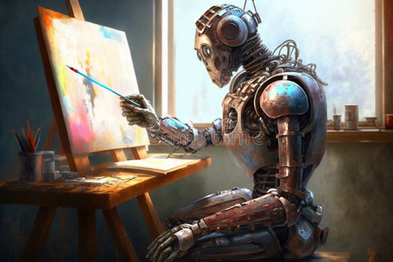 AI Powered Artistic Robot or Android Learning To Draw or Paint on ...