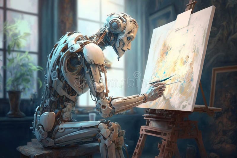 AI Powered Artistic Robot or Android Learning To Draw or Paint on ...