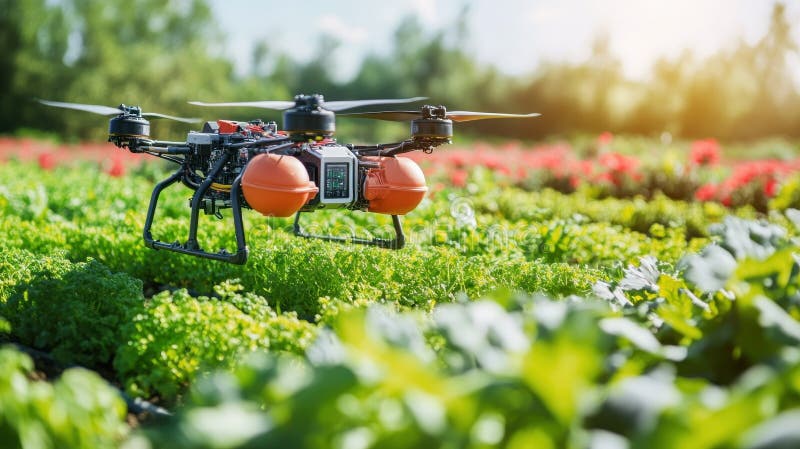 AI-Powered Autonomous Farm with Robotic Harvesters and Drones Concept ...