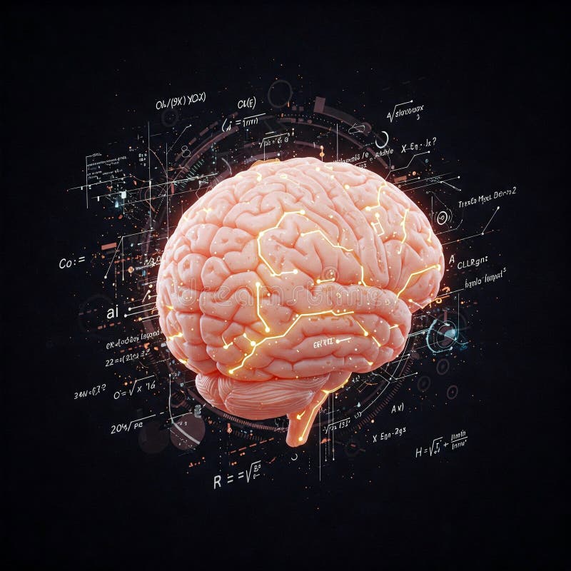 AI-Powered Brain with Data Streams - AI Stock Illustration - Illustration of automation ...