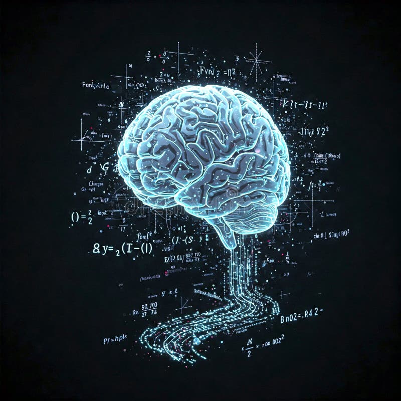 AI-Powered Brain with Data Streams - AI Stock Illustration - Illustration of machine, learning ...