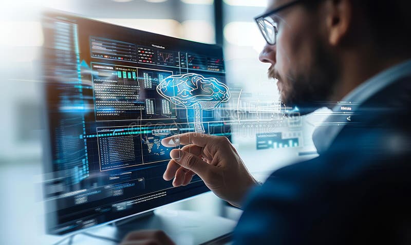 AI-Powered Business Analysis Businessman Using Data Analytics Coding ...