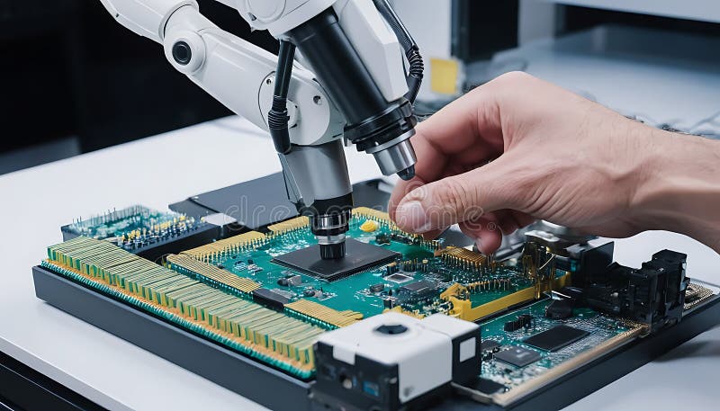 AI-Powered Circuit Board Assembly Stock Image - Image of cobots, human ...