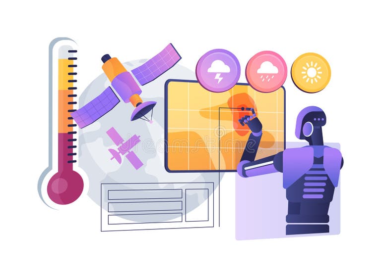 AI-Powered Climate Modeling Abstract Concept Vector Illustration. Stock ...