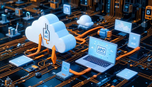 AI-Powered Cloud Computing and APIs Stock Image - Image of intelligence, computing: 374356343
