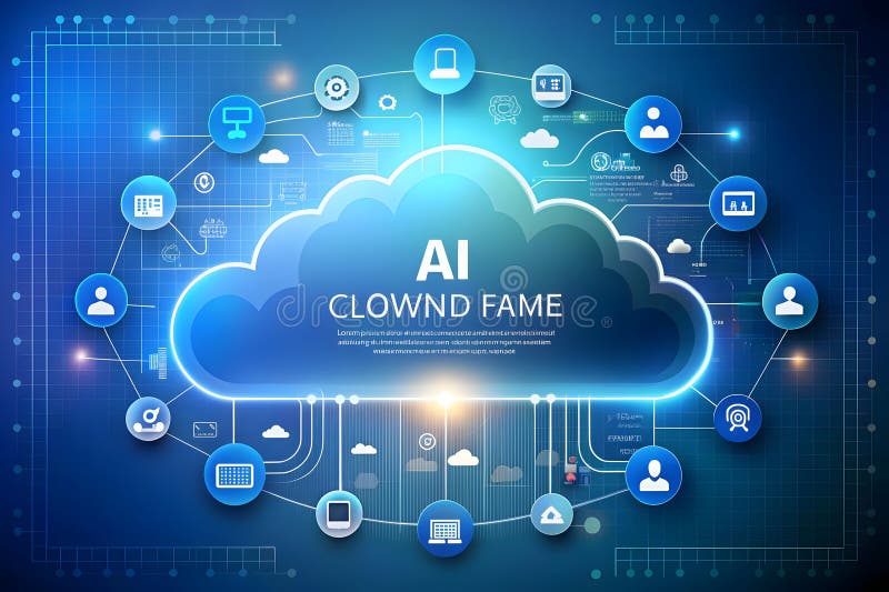 AI Powered Cloud Computing Frame Concept As a Clean Border Frame ...