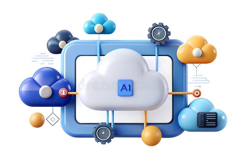 AI Powered Cloud Computing Frame Concept As a Clean Border Frame ...