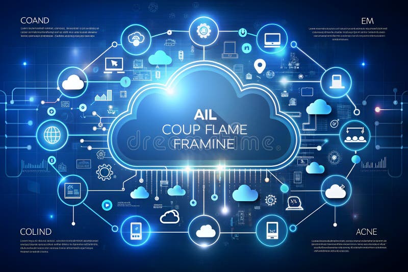 AI Powered Cloud Computing Frame Concept As a Clean Border Frame ...