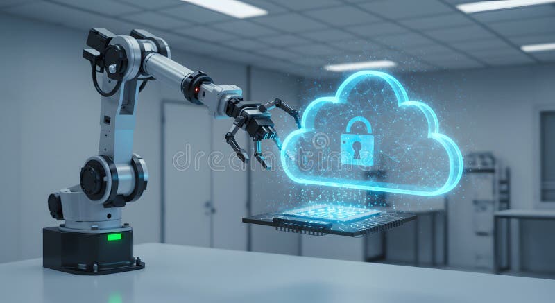 AI-Powered Cloud Security stock illustration. Illustration of ...