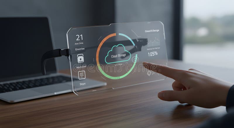 AI-Powered Cloud Storage Interface Stock Illustration - Illustration of ...