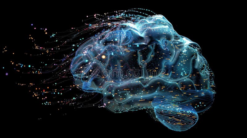 Ai Powered Cognitive Systems Digital Brain With Data Streams And Binary Code For Tech Design